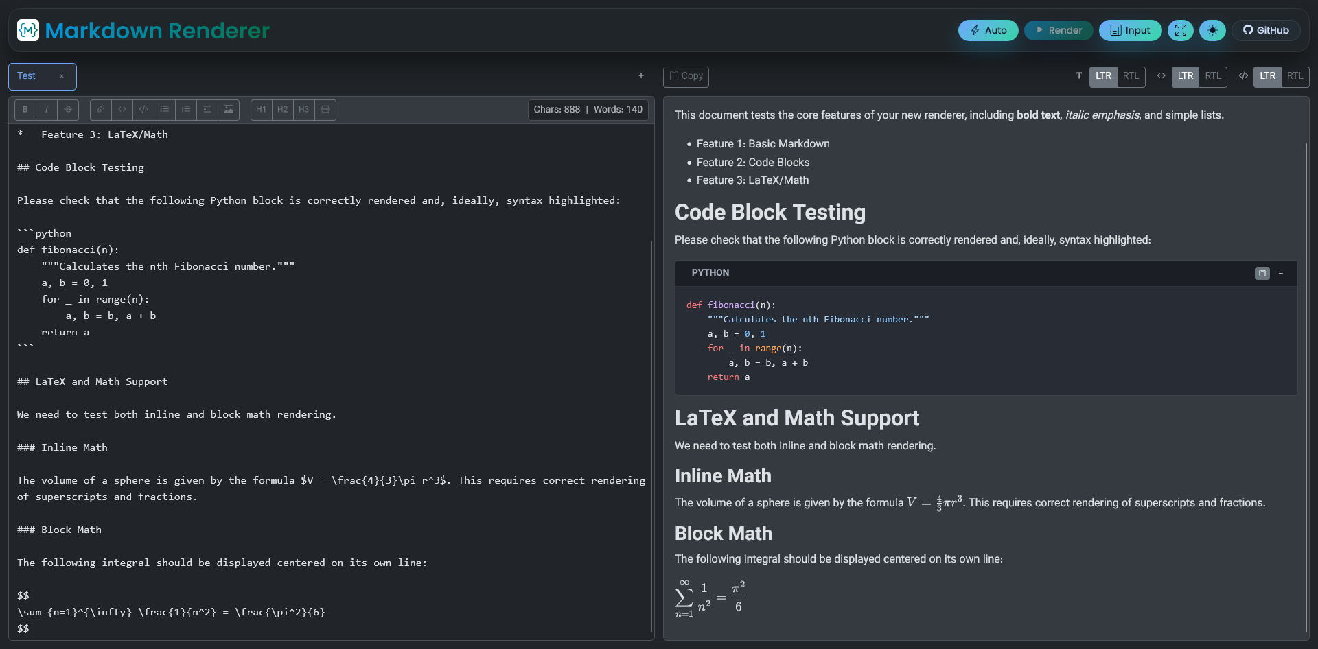 Markdown Renderer - Live Editor & Preview